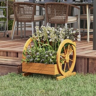 3-Tier Wooden Wagon Planter Box with Drainage Holes - Bed Bath & Beyond ...