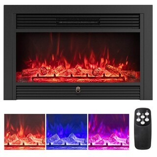 Costway 33" Electric Fireplace Insert 750W Recessed Fireplace Heater ...