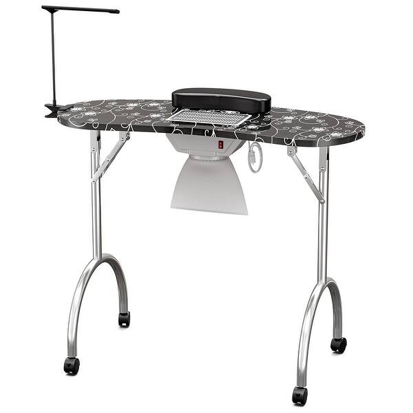 Folding Portable Nail Art Table Workstation with Lockable Wheels - Bed ...