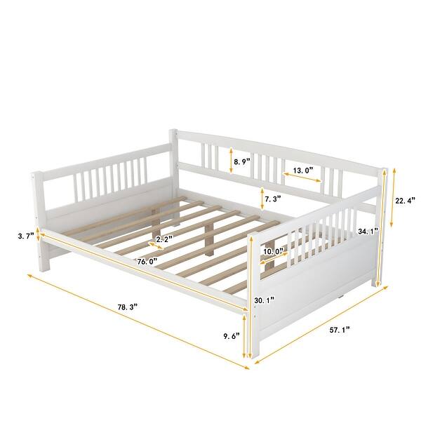 Solid Wood Sturdy Full Size Daybed with 3-Side Rail and Middle Support ...