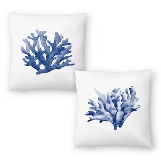 Blue Coral 3 and Blue Coral 2 - Set of 2 Decorative Pillows - Bed Bath ...