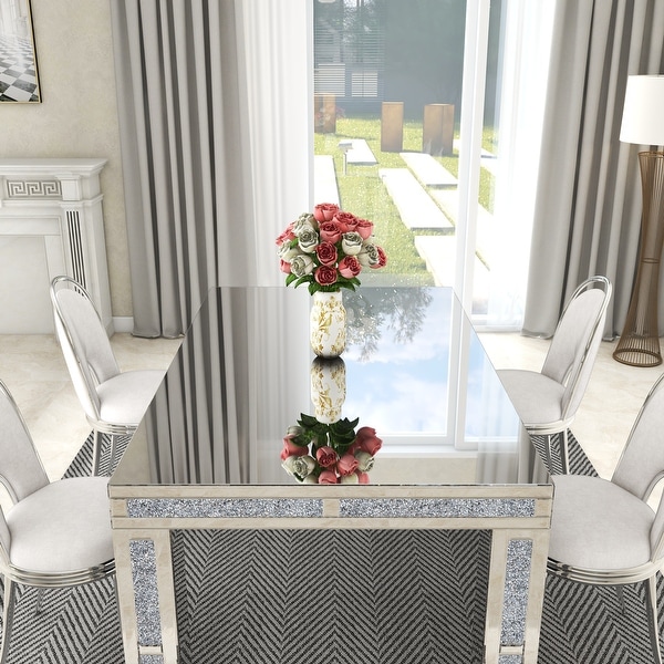 Crushed diamond mirrored dining table store
