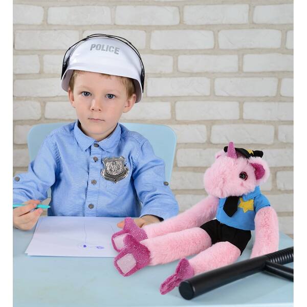 DolliBu Unicorn Long Arms Police Officer Plush Toy w/ Uniform and Cap ...