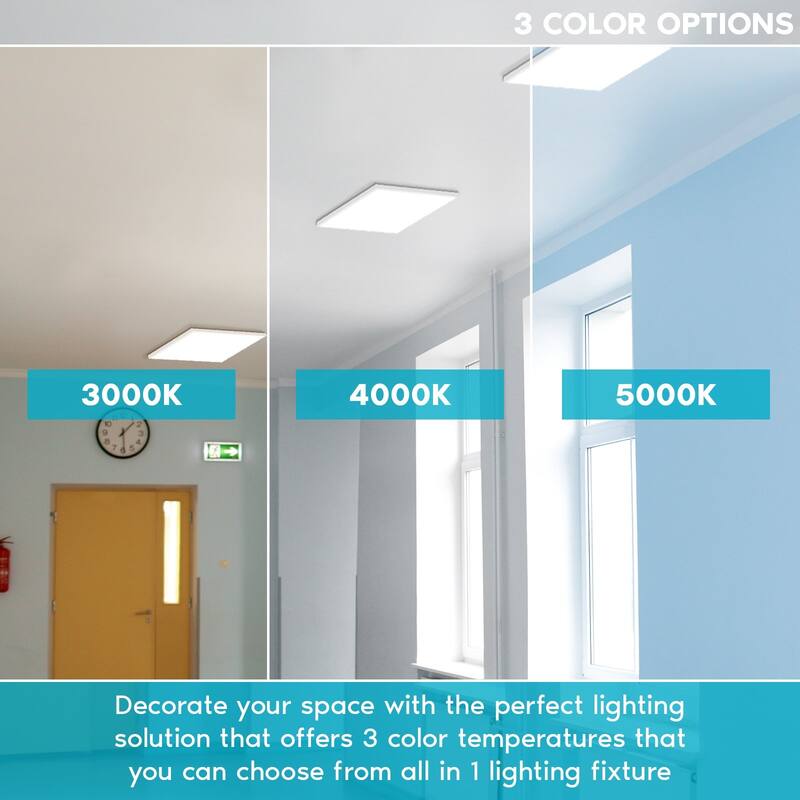 Luxrite 2x2 FT Surface Mount LED Flat Panel Light 3 Color Selectable ...