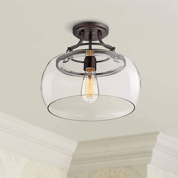 Farmhouse rust ceiling light glass semi flush mount fixture - Bed Bath ...