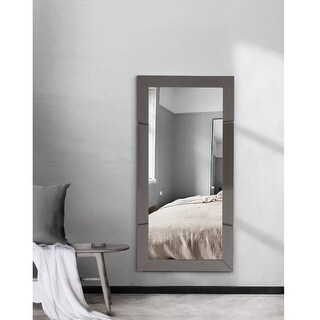 Contemporary style Wall Mirror with Rectangle Framework, Gray - Bed ...