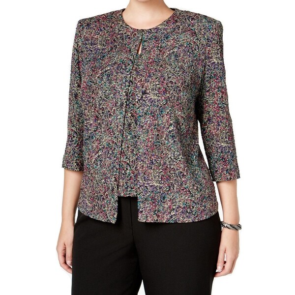 Shop Alex Evenings NEW Black Womens Size 1X Plus Shimmer Twinset Jacket ...