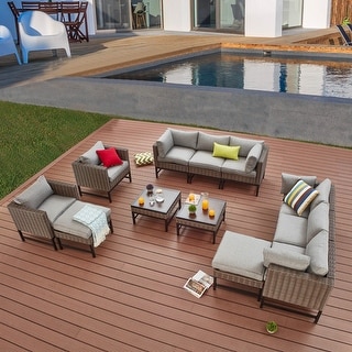 Patio Festival Right-Angle 12-Piece Outdoor Conversation Set - Bed Bath ...