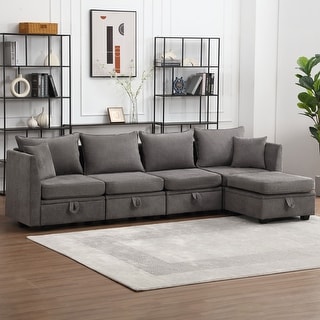 Convertible Modular Sleeper Sectional Sofa Set With Storage And ...