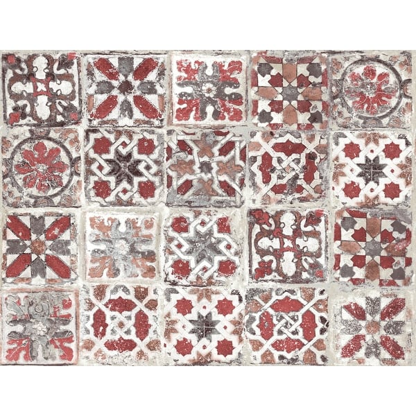 York Wallcoverings Red Encaustic Tile Peel and Stick Wallpaper - Bed ...