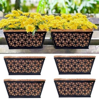 LaLaGreen Window Box Planter for Outdoor Plants(4 Pack, 12 Inch) Black ...