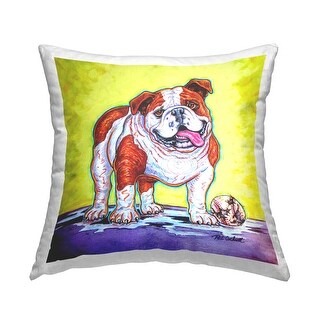 Stupell Happy Bulldog with Baseball Printed Throw Pillow Design by Pat ...