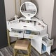 Corner Makeup Vanity Desk with lights and Mirror, Girls Dressing Table ...