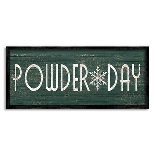 Stupell Powder Day Phrase Snowflake Typography Ski Winter Sports Framed ...