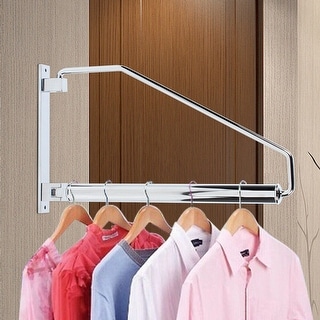 Wall Mounted Laundry Racks Folding Clothes Hanger Rack - 12.2 in - Bed ...