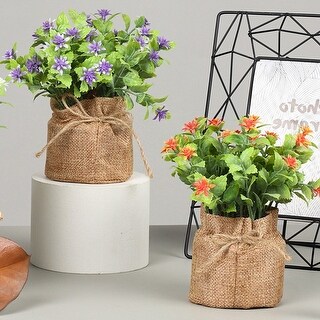 Artificial Flowers EyeCatching Hemp Rope Bag Decorative Mini Fake ...