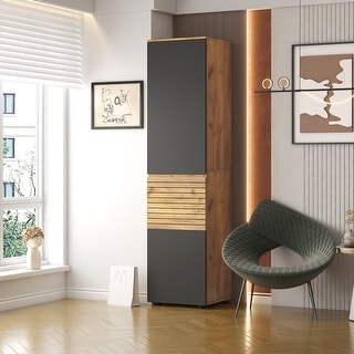 2 Door Tall Storage Cabinet, Wooden Decorative Cabinet with Adjustable ...