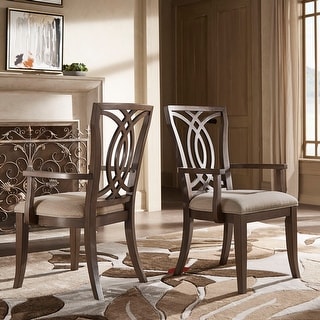 Sullivan Dark Walnut Finish and Beige Fabric Dining Chair (Set of 2) by ...