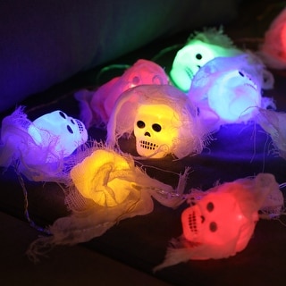 Halloween Skull Lights, 10 LEDs White Gauze String Lights - 1PACK - Bed ...
