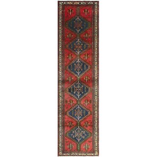 Fine Vintage Distressed Colman Red/Navy Runner - 3'6" x 14'6" - Bed ...