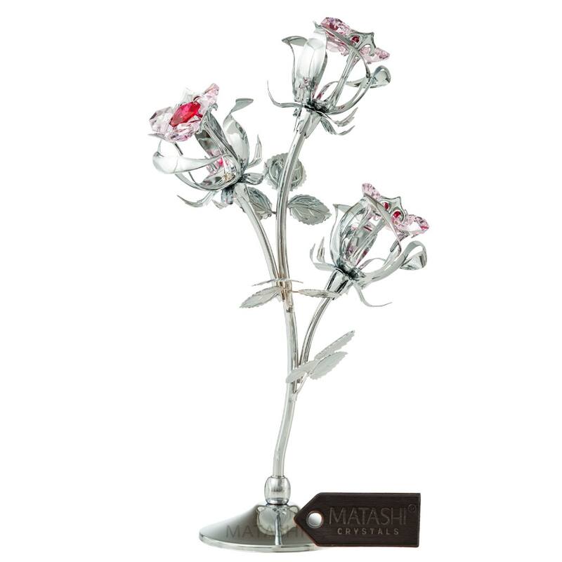 Matashi Rose Flower Tabletop Ornament w/ Red & Pink Matashi Crystals--3 ...