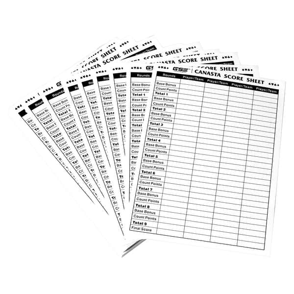 GSE™ 100-Pack 7"x5" Canasta Score Pads, Canasta Card Game Score Sheet ...
