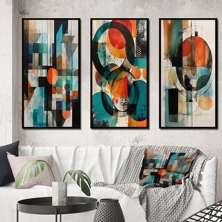 Designart "Orange Abstracted Geometric Explorations IV" Modern ...