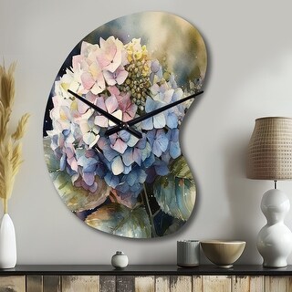 Purple Green Hydrangea III - Hydrangea Large Wall Clock in Boomerang ...