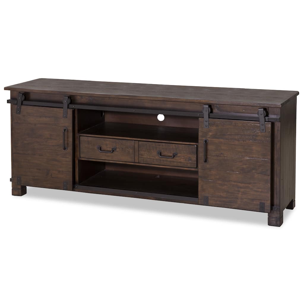 Pine Hill Industrial Rustic Pine Entertainment Console - 73"W x 19"D x ...
