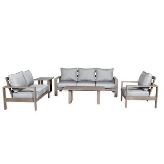 Aruba Outdoor 4-Piece Patio Deep Seating Set with Spectrum Grey ...