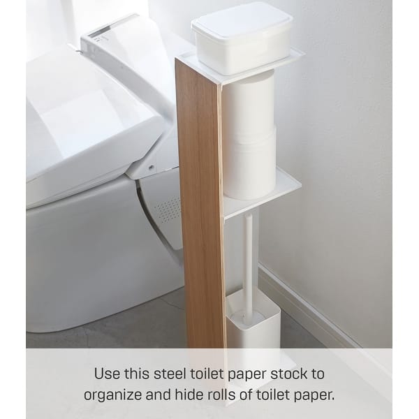 Yamazaki Home Toilet Supplies Stocker, Steel and Wood, Holds 13.2 lbs ...
