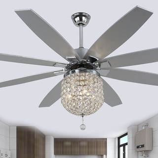 65" Luxury Crystal Reversible Ceiling Fan, Pineapple shaped Chandelier ...