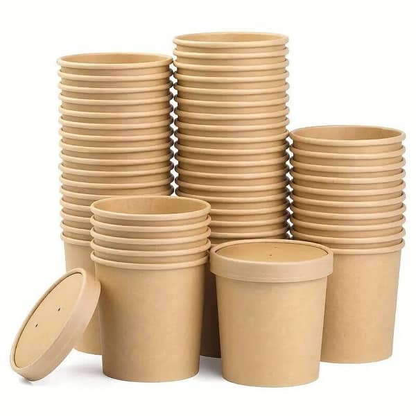 Disposable Kraft Paper Food Cups with Vented Lids - Bed Bath & Beyond ...