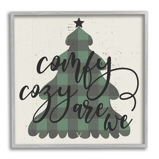 Stupell Comfy Cozy Are We Quote Plaid Christmas Tree Framed Wall Art ...