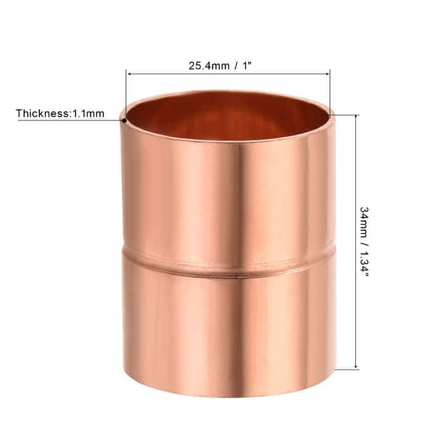 Straight Copper Coupling Fittings, 1 Inch ID Welding Joint, Pack of 5 ...