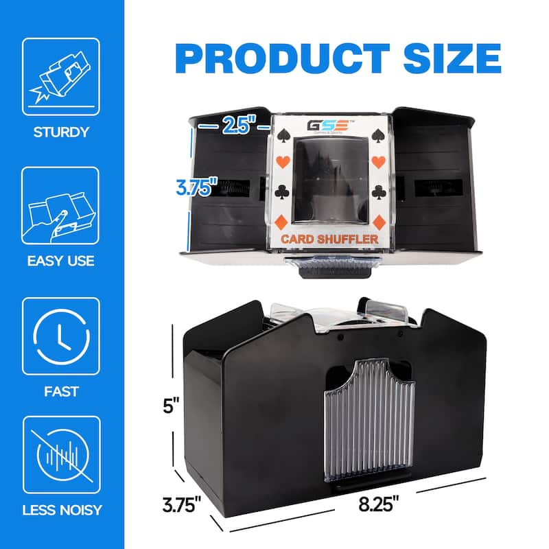 GSE™ 4-Deck Casino Automatic Card Shuffler, AC/DC-Power/Battery ...