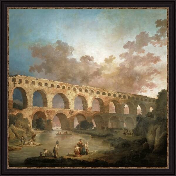 The Pont Du Gard by Hubert Robert Giclee Print Oil Painting Black Frame ...