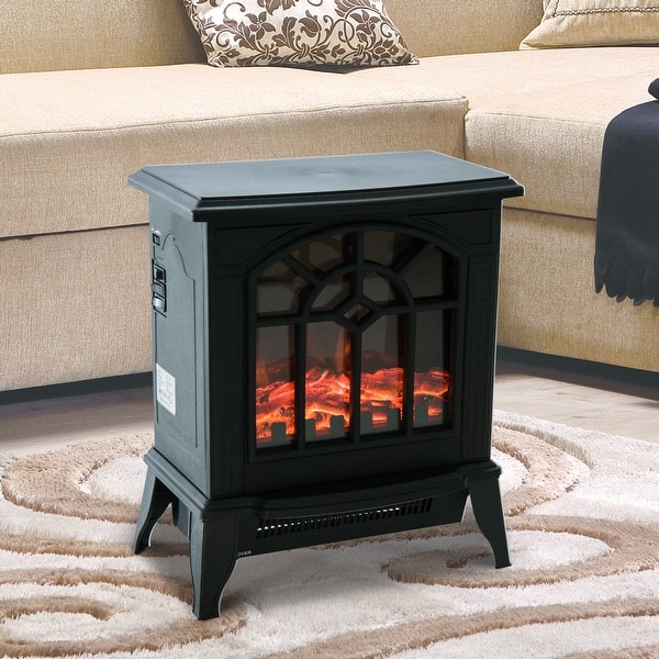 HOMCOM 1500W Portable Electric Fireplace Heater with 323 Sq. Ft. Radius ...