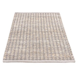 Shahbanu Rugs Taupe Looped and Uncut Flat Pile Looped Finish Natural ...