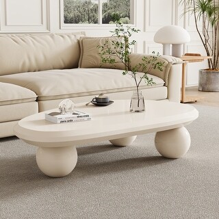 Modern Wood Coffee Table with 3 ball legs - On Sale - Bed Bath & Beyond ...