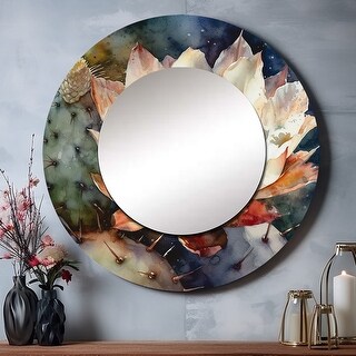 Designart "White Blue Cactus Flower" Floral Cactus Wall Mounted Round ...