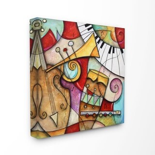 Stupell Colorful Geometry Abstract Musical Instruments Painting Canvas ...