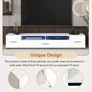 Modern TV Stand with 16-Color LED Lights and 3-Piece Split Design ...