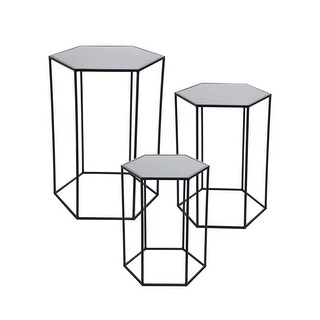 Foreside Home & Garden Set of 3 Metal Hexagon Side End Tables - Bed ...