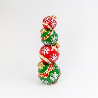 Lighted Stack of Red and Green Christmas Ornaments - Multi - N/A - Bed ...