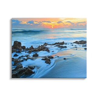Stupell Bumpy Seashore Dawn Bubbly Beach Sundown Skies Canvas Wall Art ...
