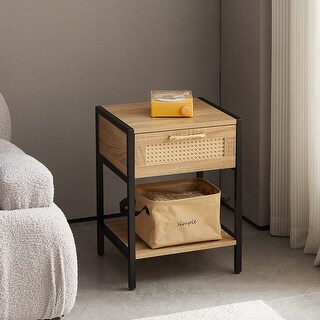 Dark blue MDF Bedside Table with Single Drawer and One Shelf - Bed Bath ...
