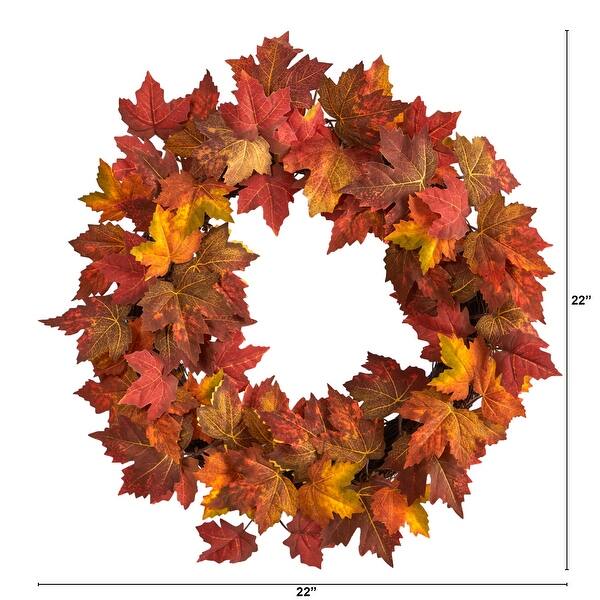 22" Maple Leaf Artificial Wreath - 22 - Bed Bath & Beyond - 33827727