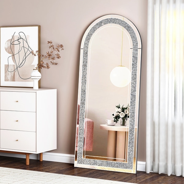 Modern Arched Full-Length Wood Floor Standing Mirror - On Sale - Bed ...