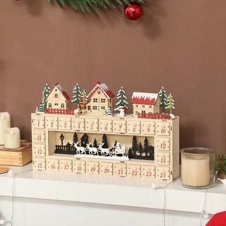 Charming Christmas Advent Calendar with 24 Countdown Drawers and LED ...